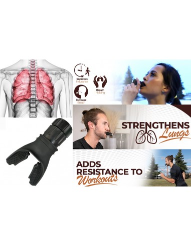Breathing trainer for lung capacity with adjustable resistance